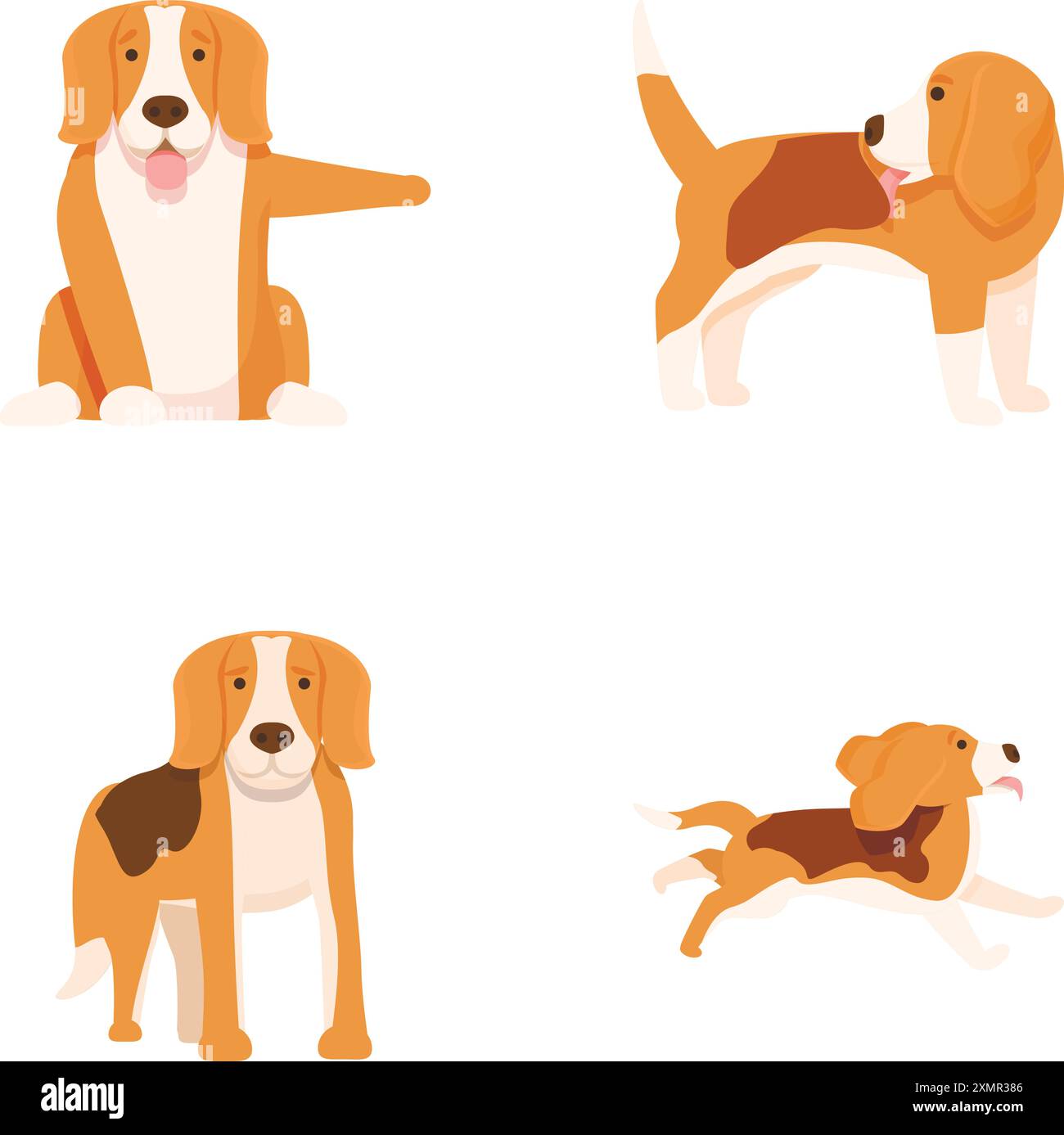 Collection of cute beagle dogs in various poses hi-res stock ...