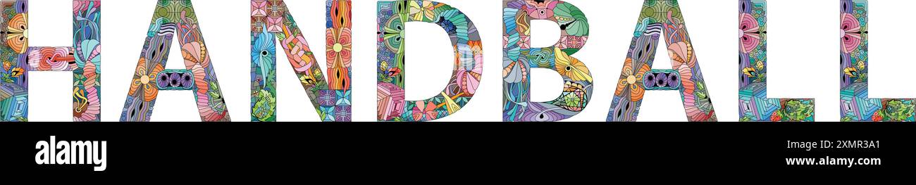 Word HANDBALL. Colorful vector word isolated on a white background ...