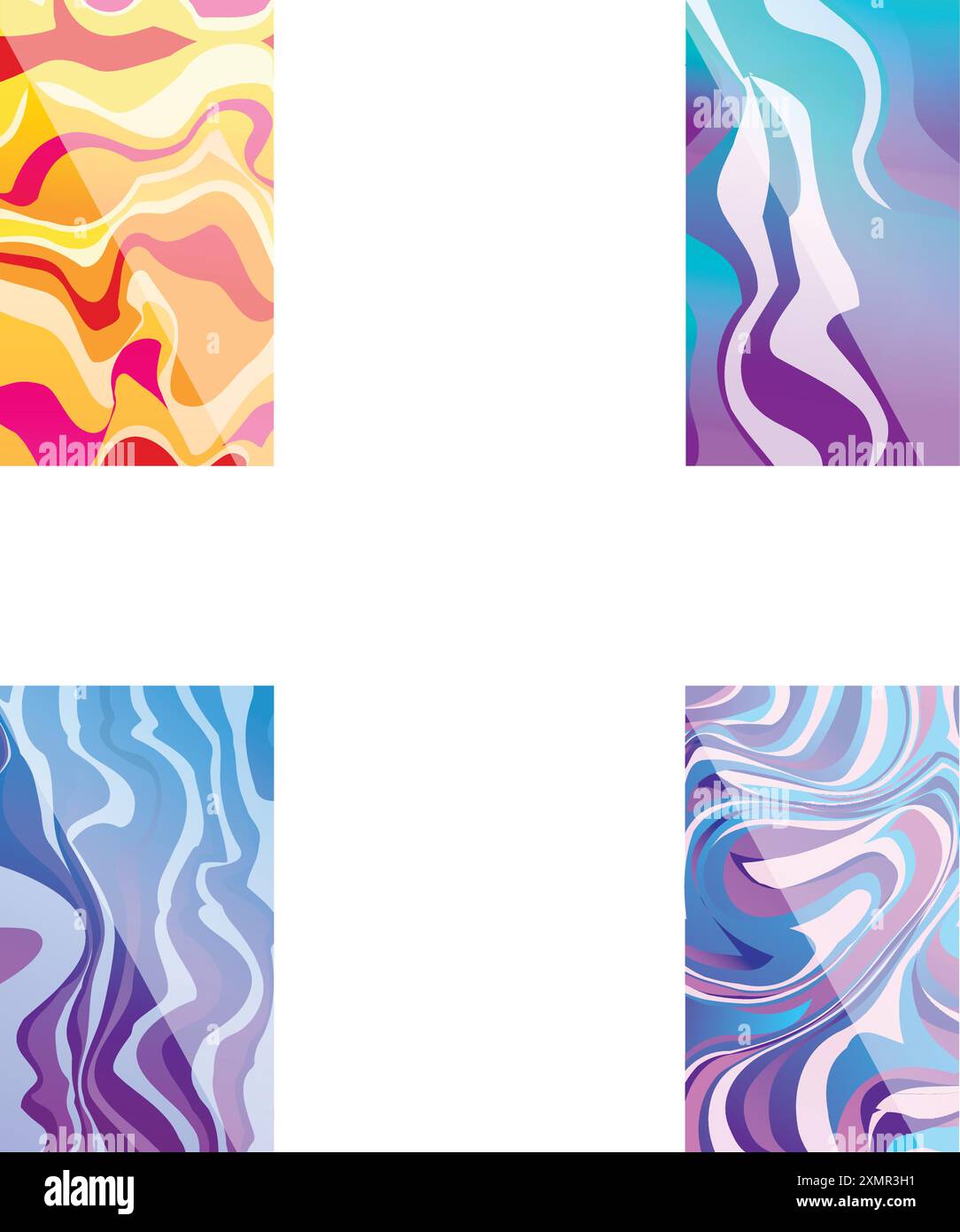Collection of four backgrounds with colorful, fluid wave patterns Stock ...