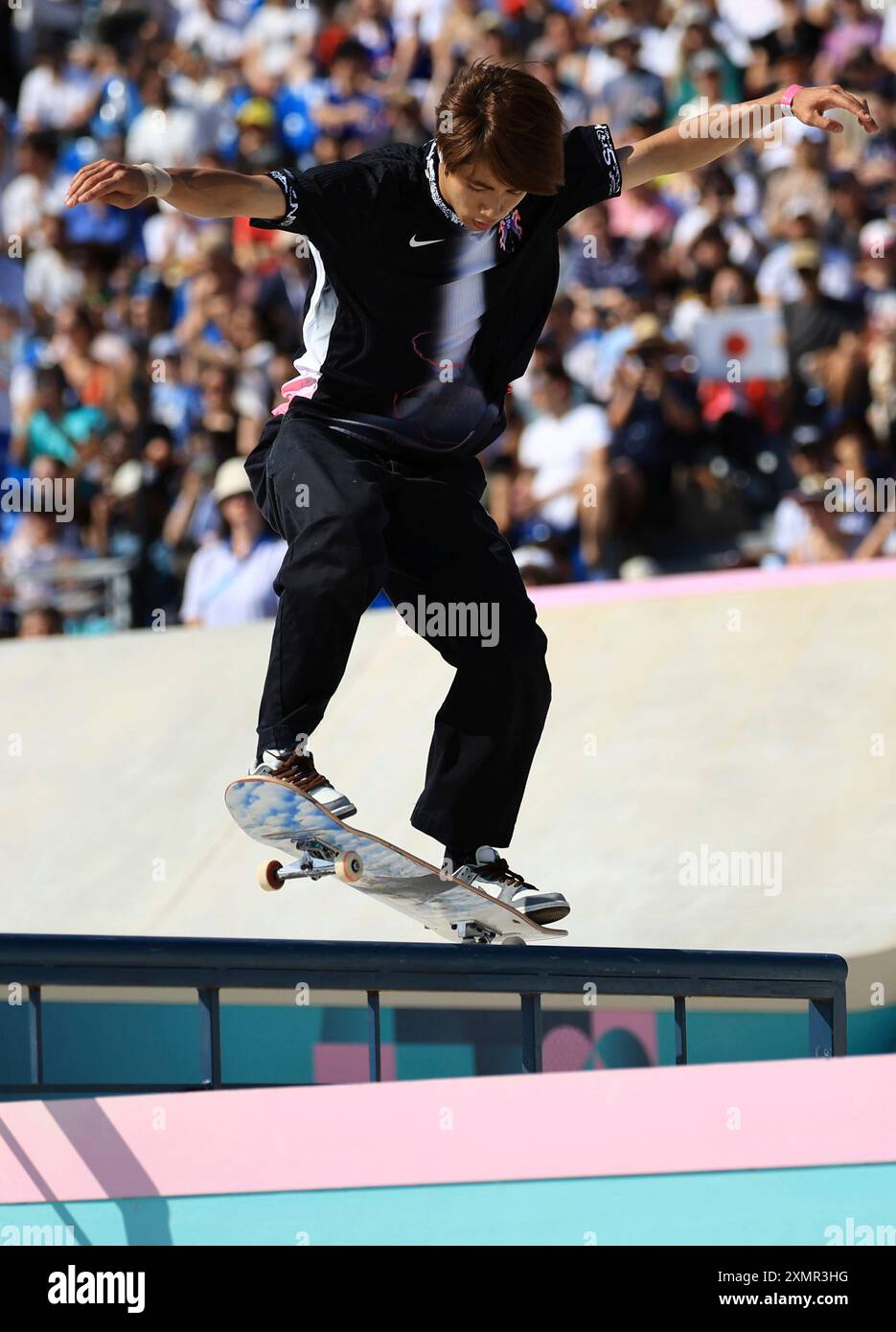 HORIGOME Yuto of Japan pulls off a trick during the men's skateboarding ...