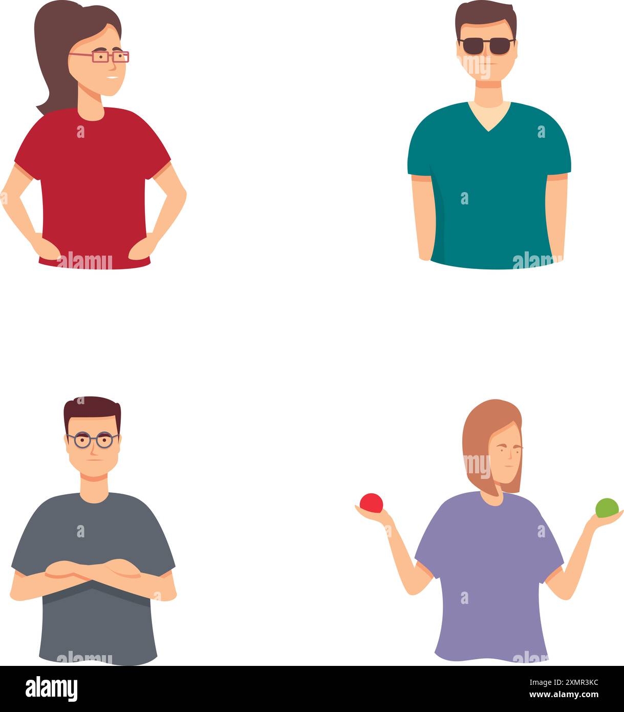 Vector illustrations of four diverse people standing hi-res stock ...