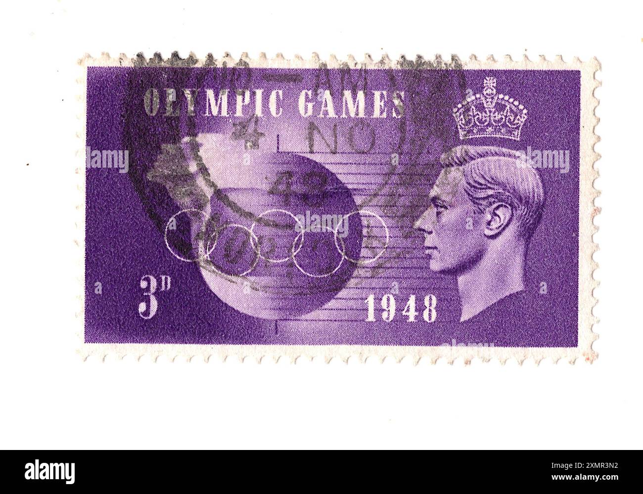 A vintage King George VI postage stamp featuring the Olympic Games 1948 ...