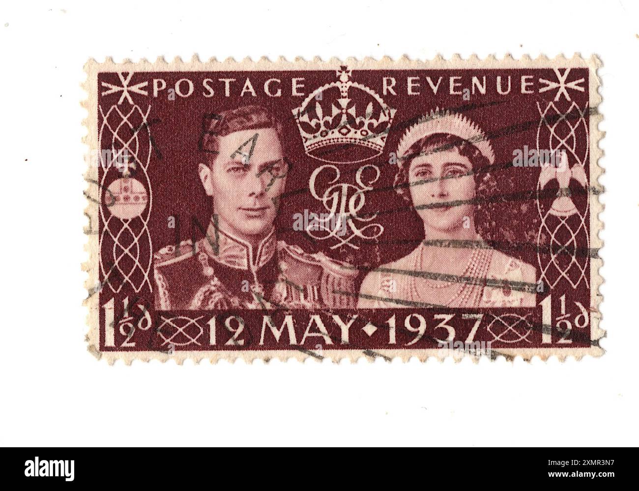 A vintage King George VI postage stamp on a white background Stock ...