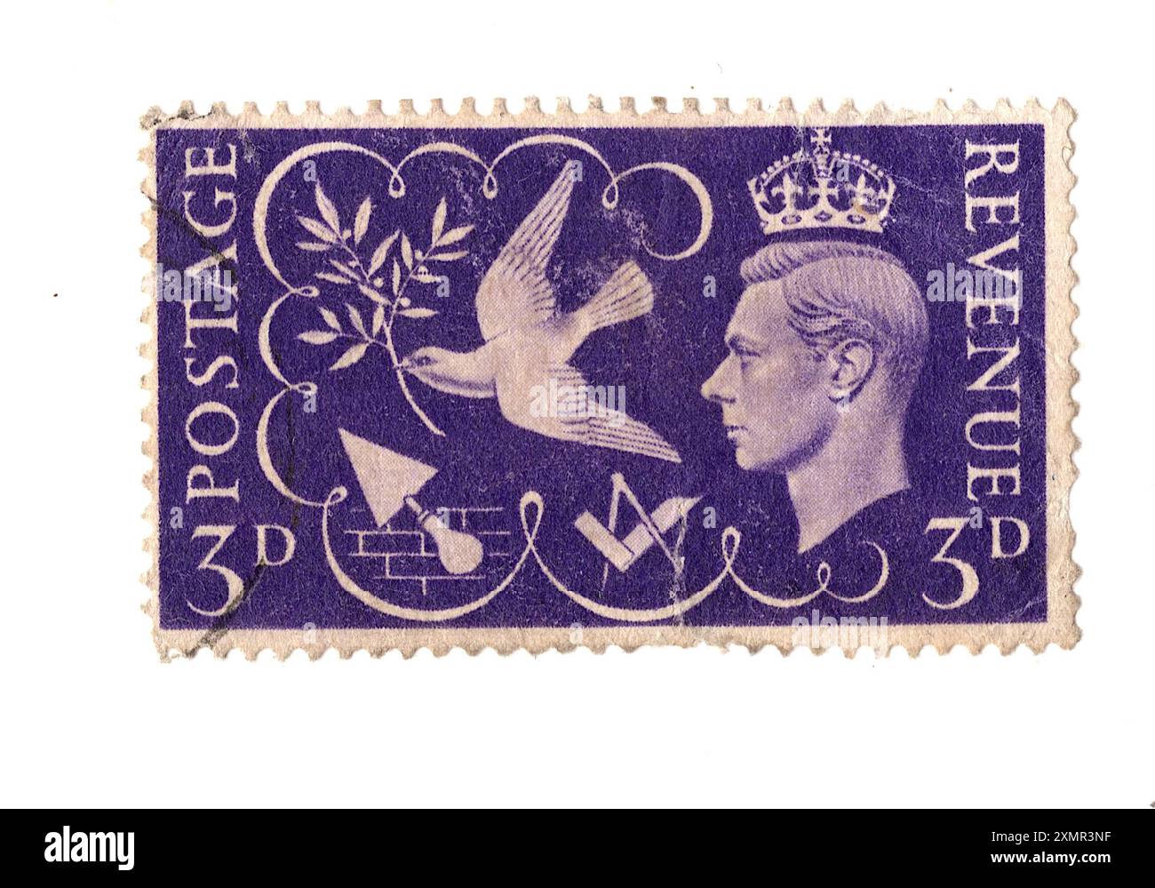 A vintage King George VI postage stamp on a white background Stock ...