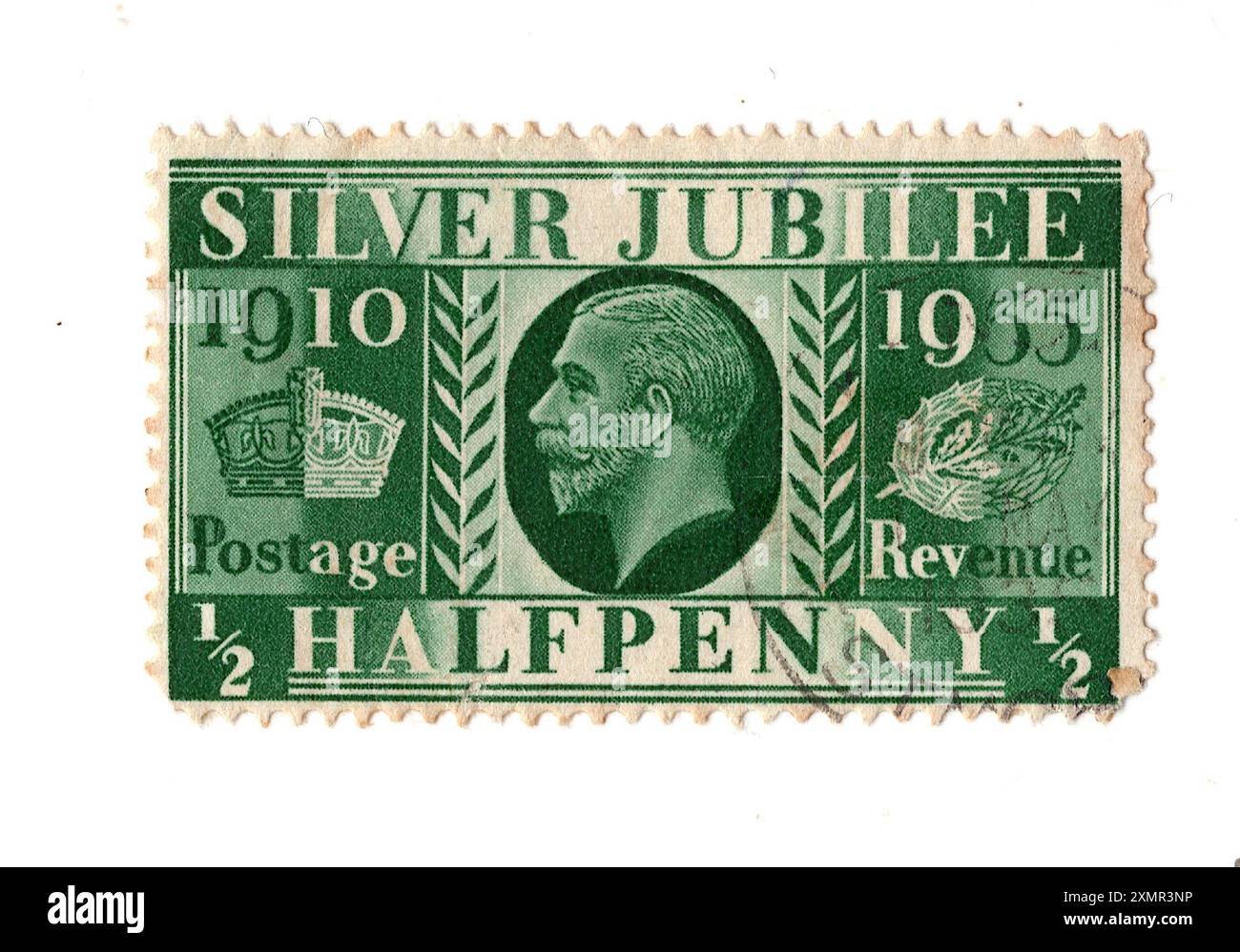 A vintage King George V postage stamp featuring the Silver Jubilee 1935 ...
