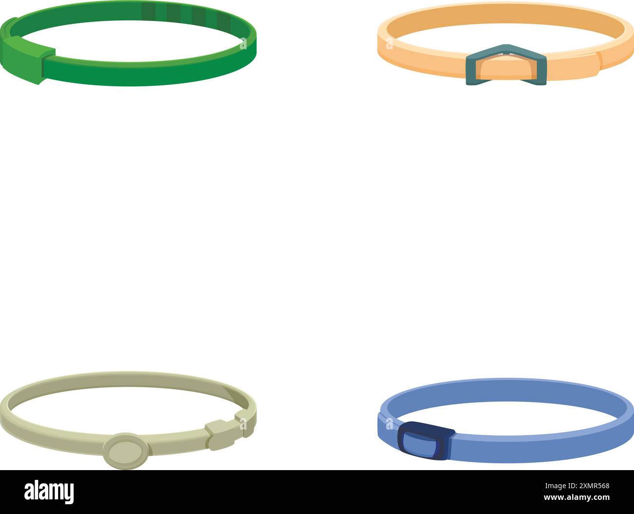 Illustration of four different colorful wristbands on a white ...