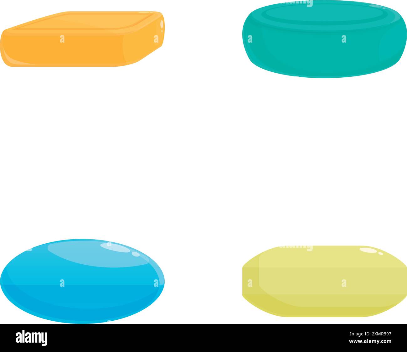 Vector illustration of four different colored pills in flat design ...
