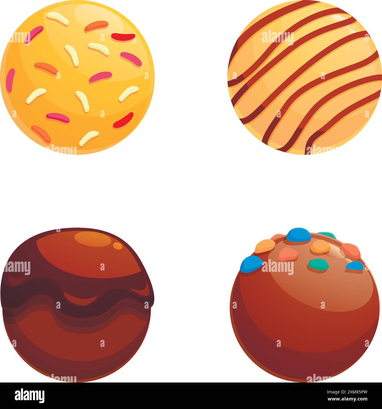 Delicious and tempting assorted chocolate pralines illustration in ...