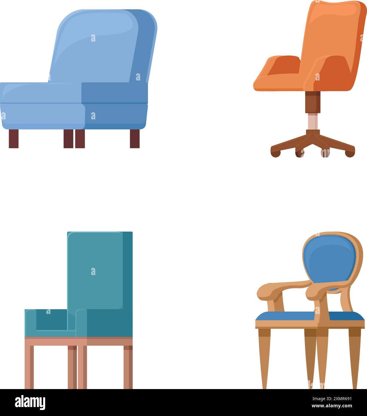 Illustration of four different chairs, ranging from modern to classic ...
