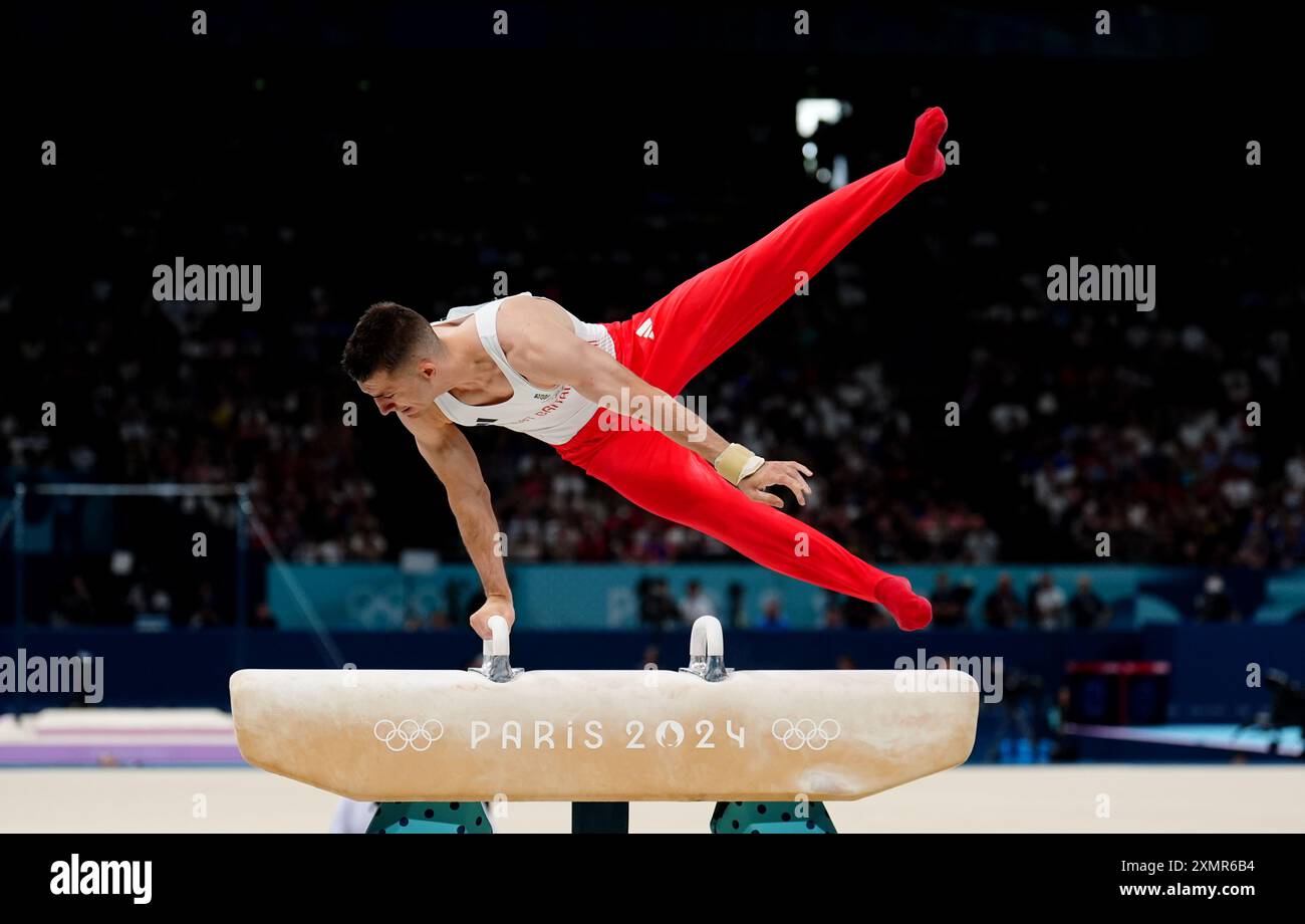 Great Britain's Max Whitlock performs on the Pommel Horse during the ...