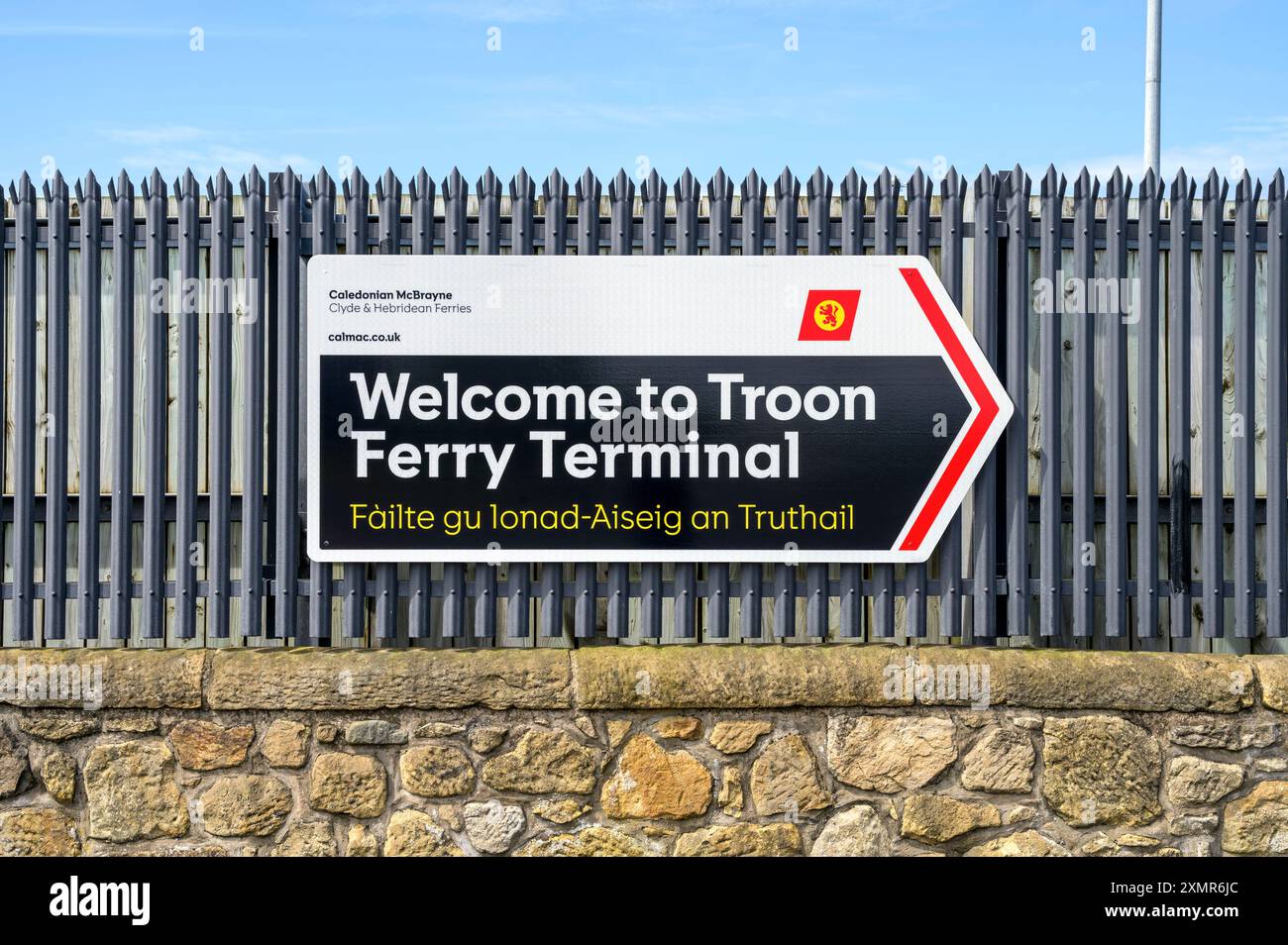 Sign at the entrance to Troon Ferry Terminal, Harbour Road, Troon ...