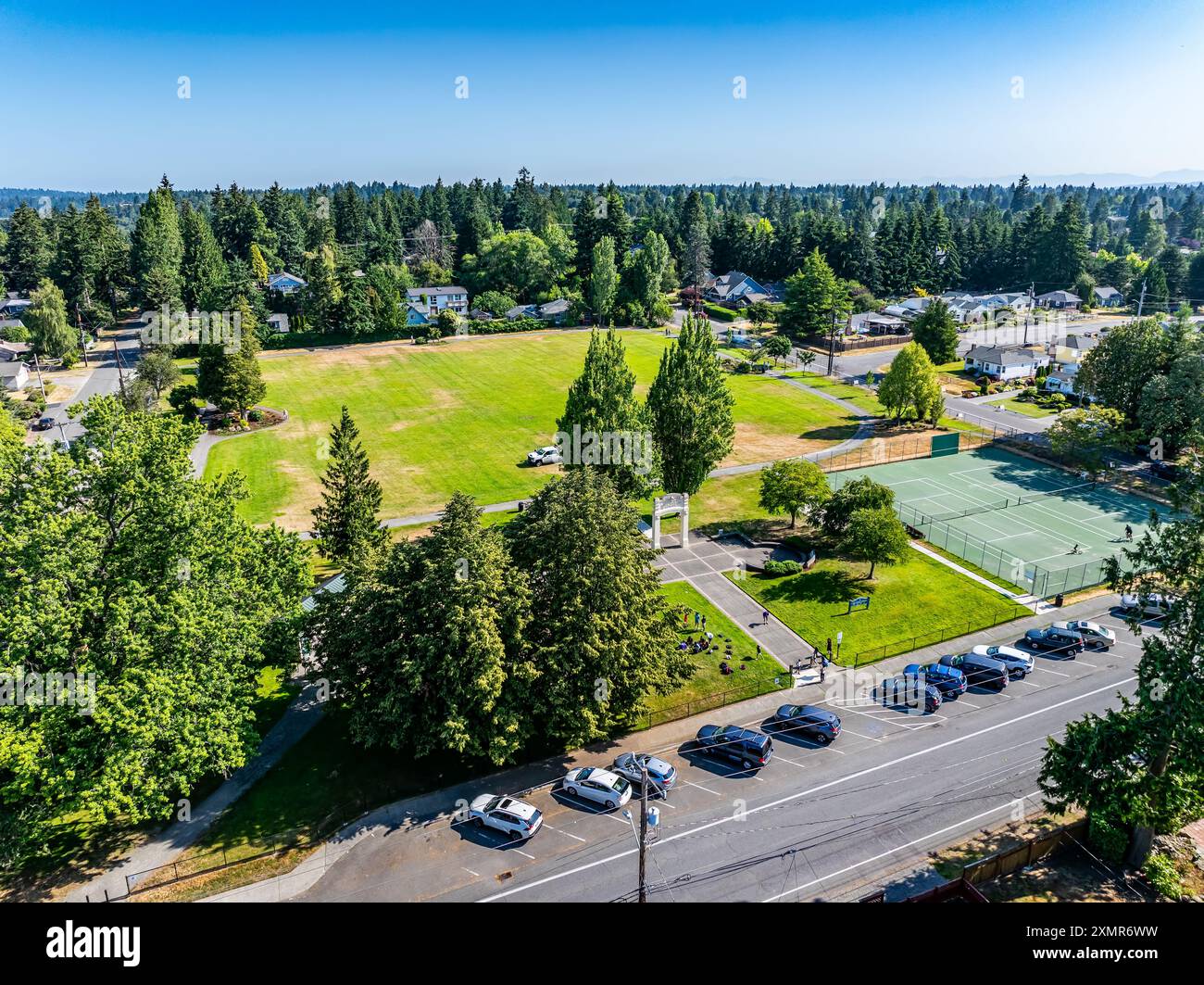 An aerial view of Lake Burien School Memorial Park in Burien ...