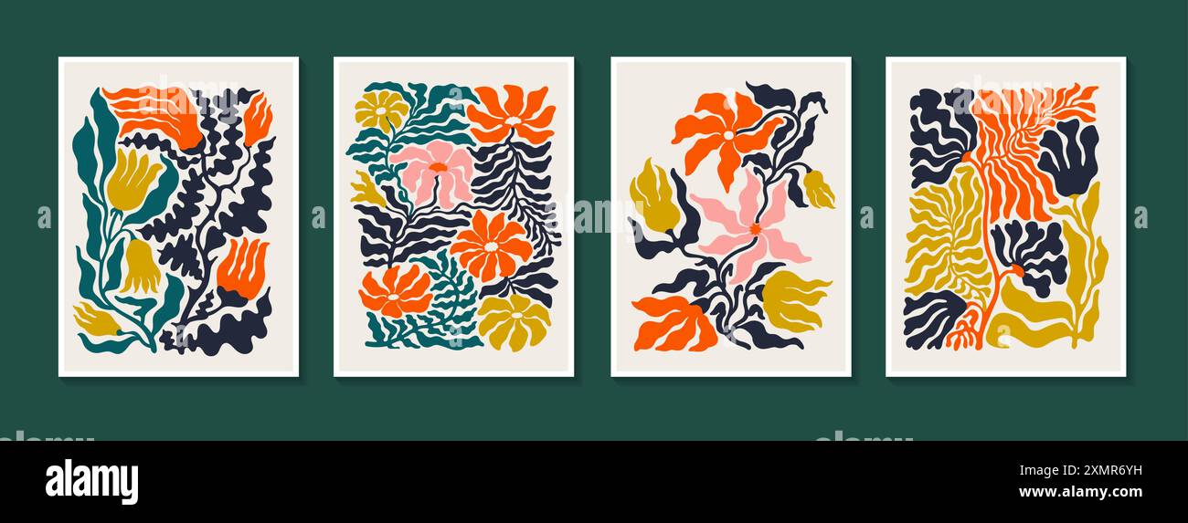 Abstract groovy floral posters hi-res stock photography and images - Alamy