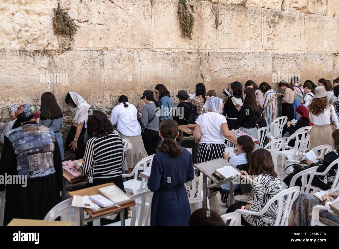 Female Jewish worshippers pray at the Western Wall women side. The ...