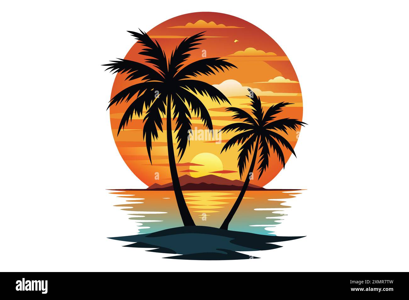 Beautiful sunset at the beach Stock Vector Images - Alamy
