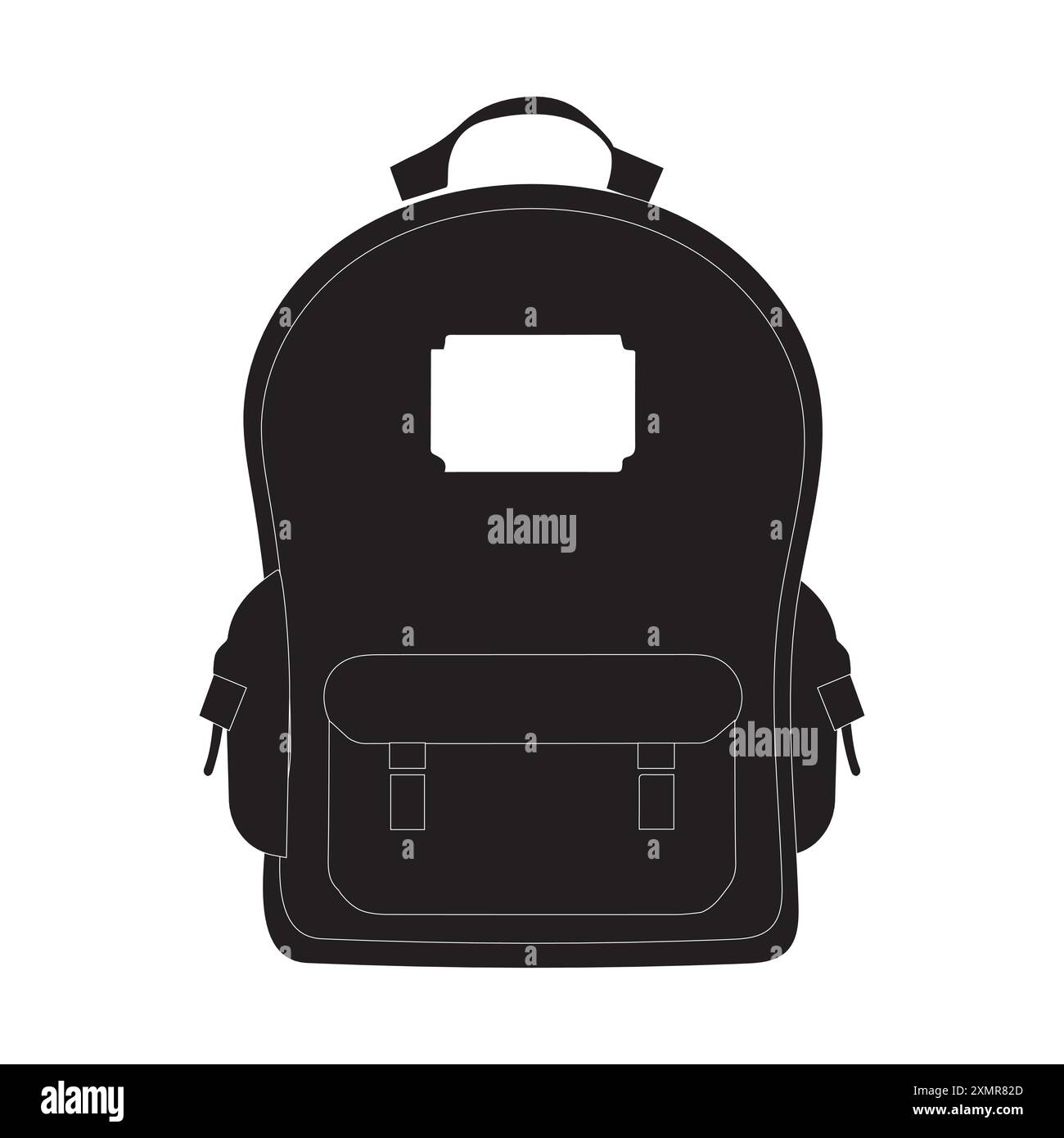 A black backpack silhouette with a front pocket and side pockets. Ideal ...