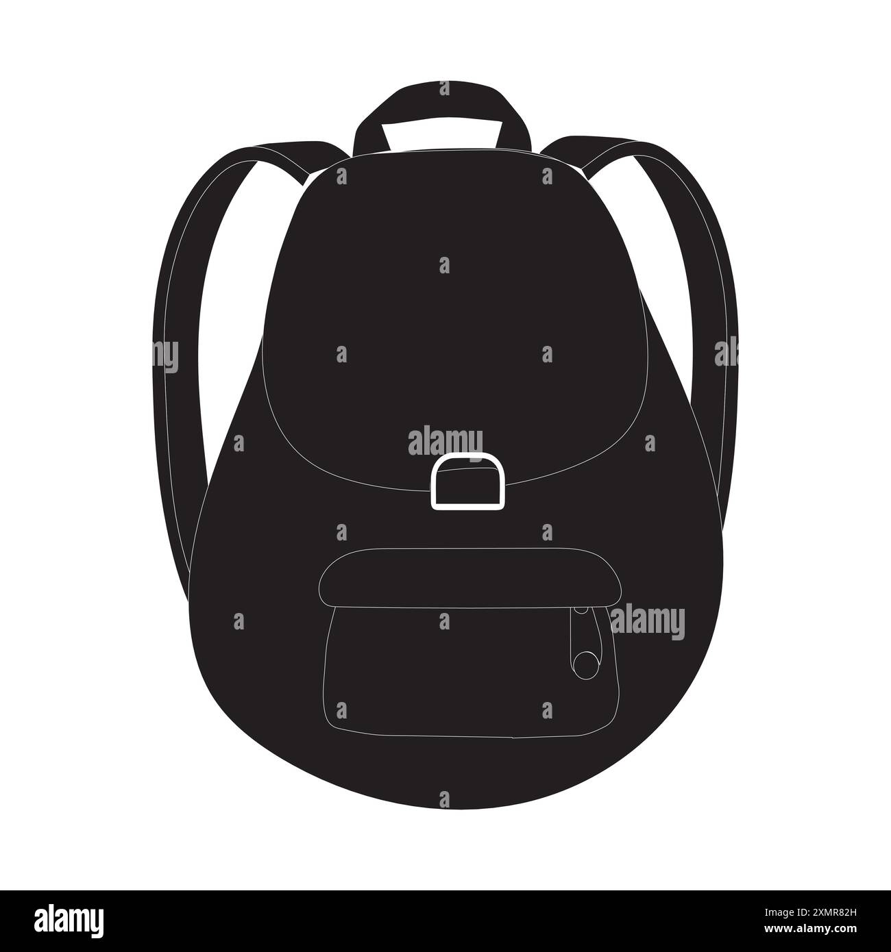 A black backpack silhouette with a front pocket and side pockets. Ideal ...