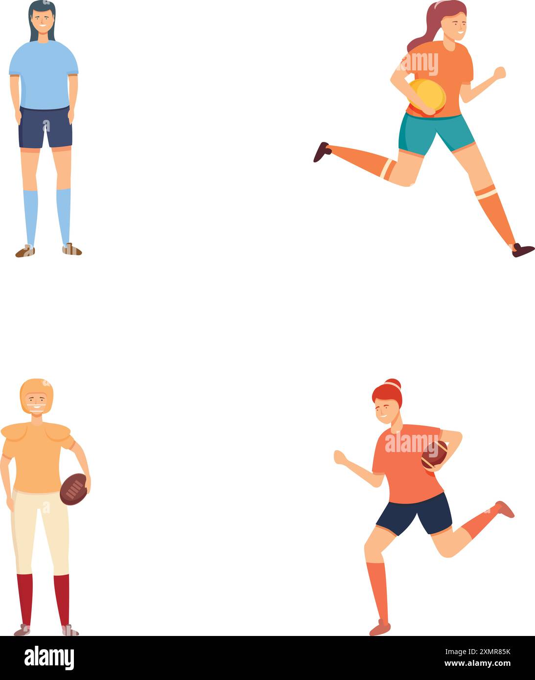 Illustration of four athletes from different sports posing and in ...