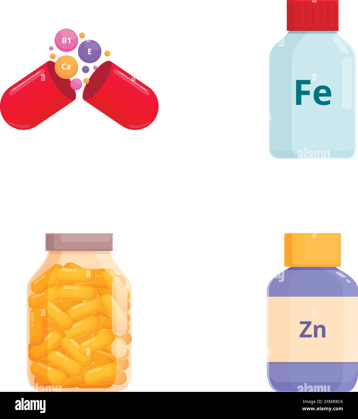 Illustration collection featuring various vitamin and mineral ...