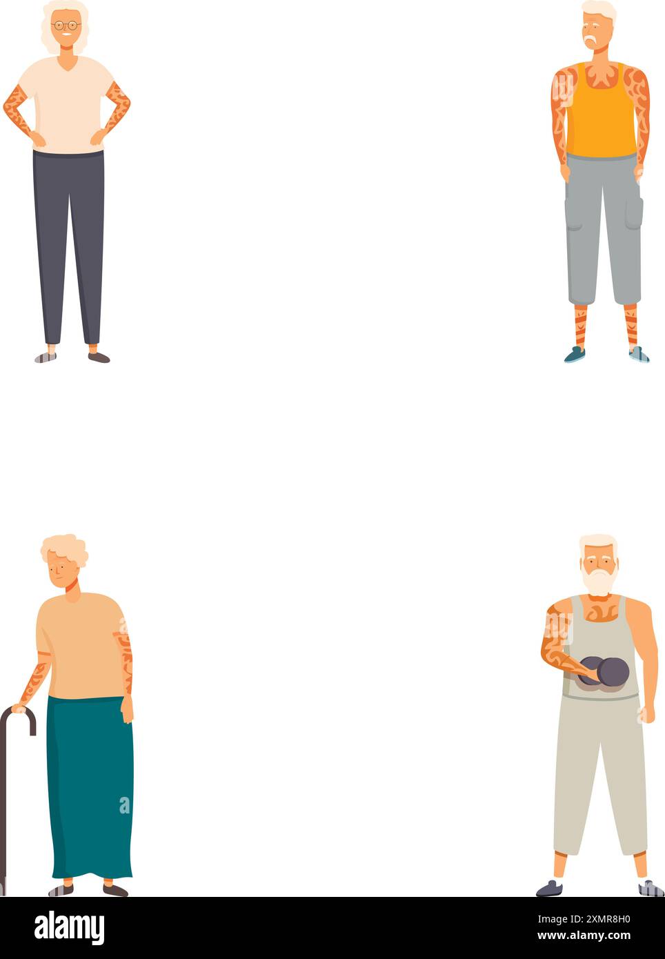 Vector set of elderly men in various outfits and activities promoting ...