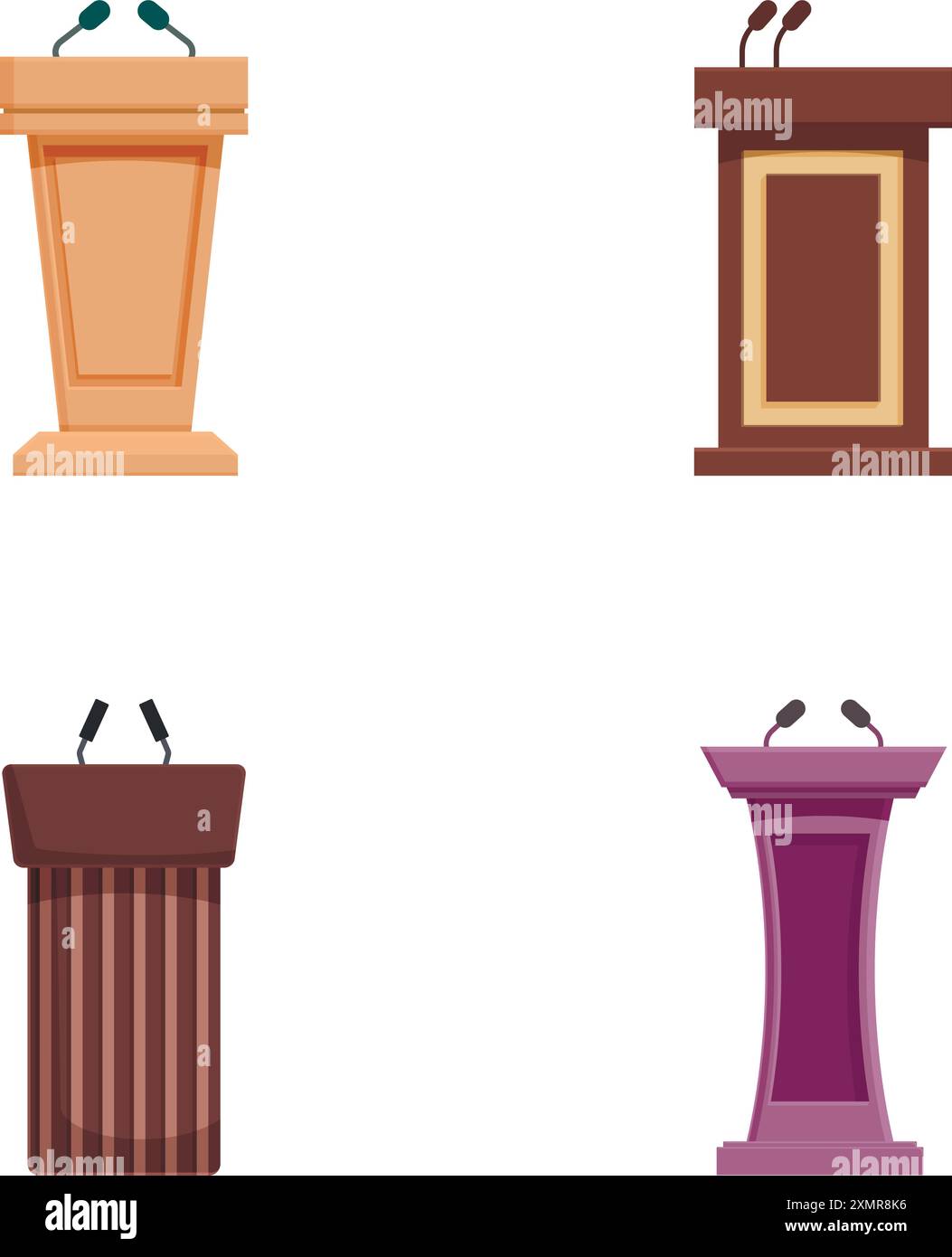 Collection of four stylized cartoon podiums, perfect for presentations ...