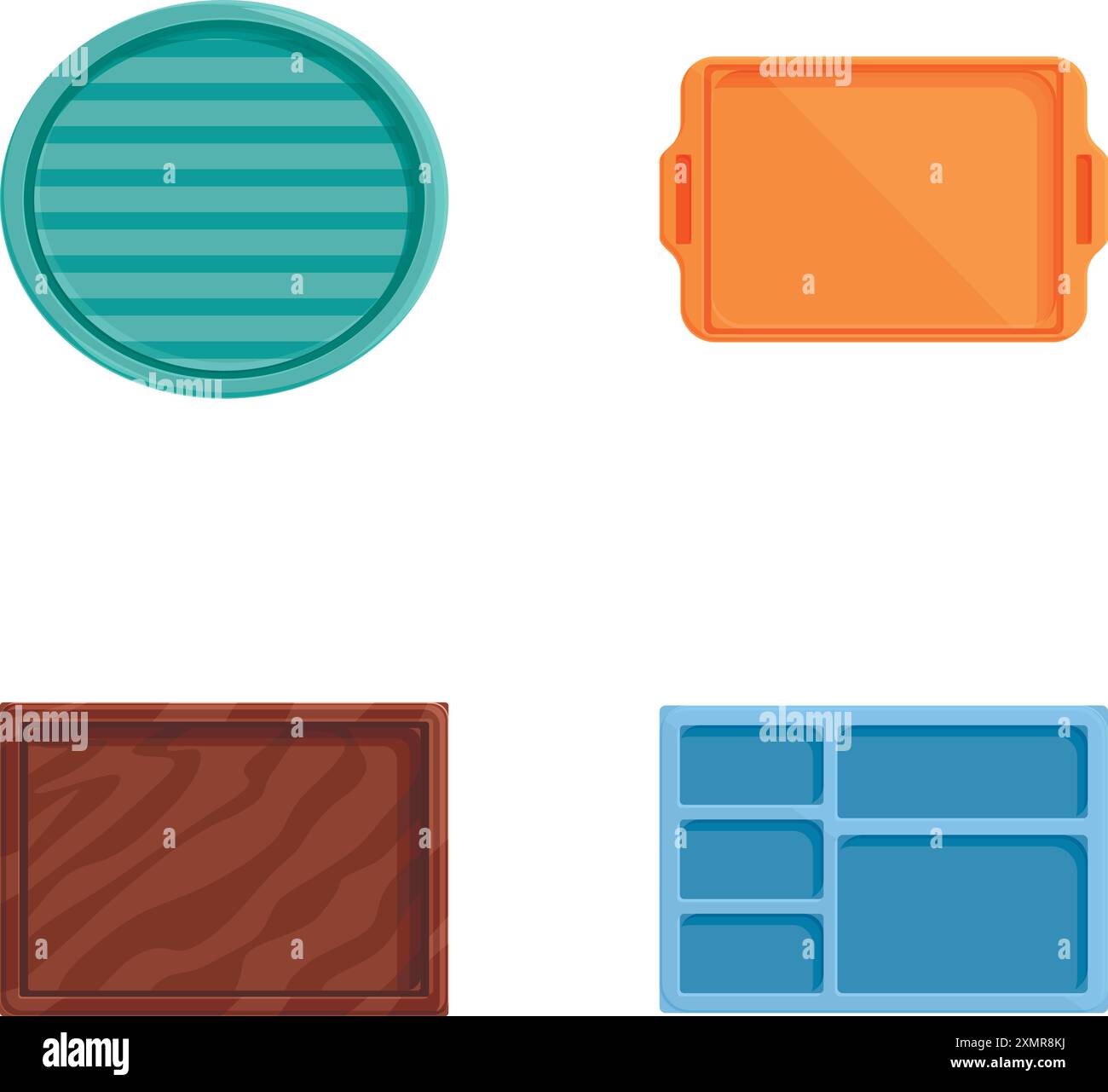 Collection of four colorful container icons in a flat design style ...