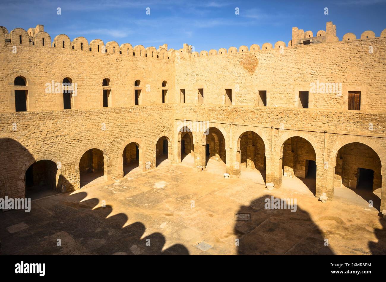 The walls of Ribat fortress inside the medieval medina of Sousse ...