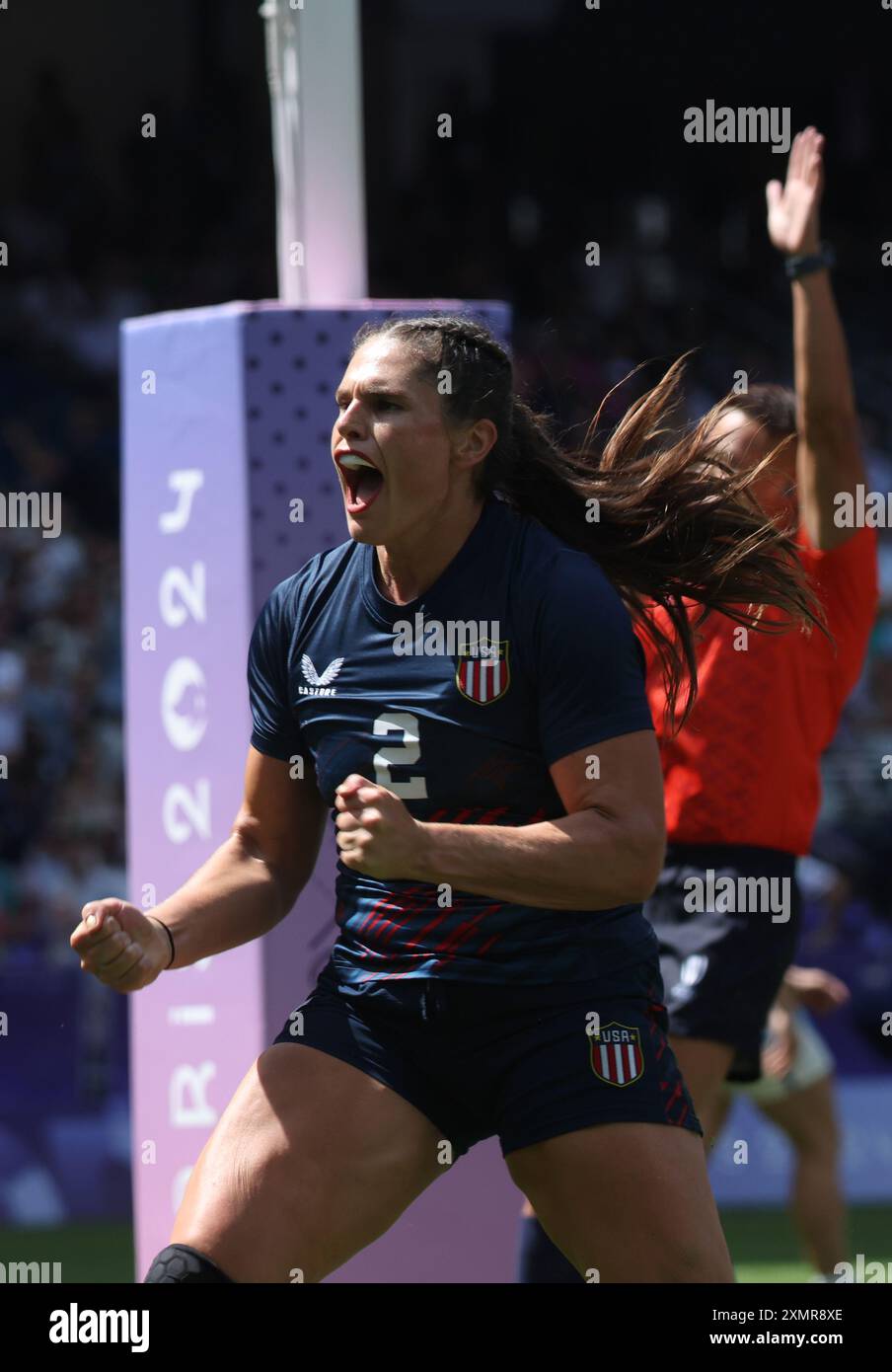 Paris, France. 29th July, 2024. Ilona Maher of the US celebrates ...