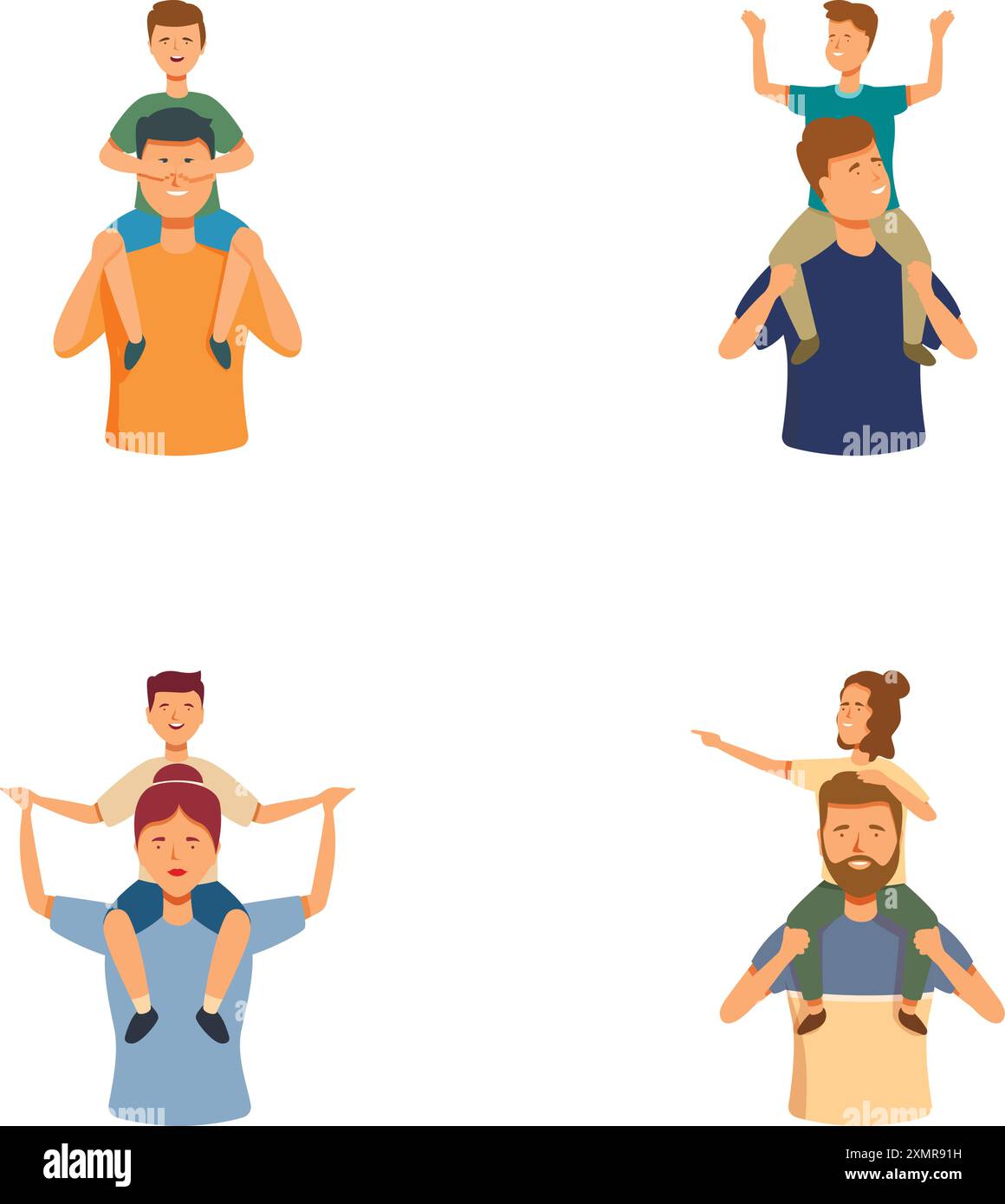 Children riding on shoulders Stock Vector Images - Alamy