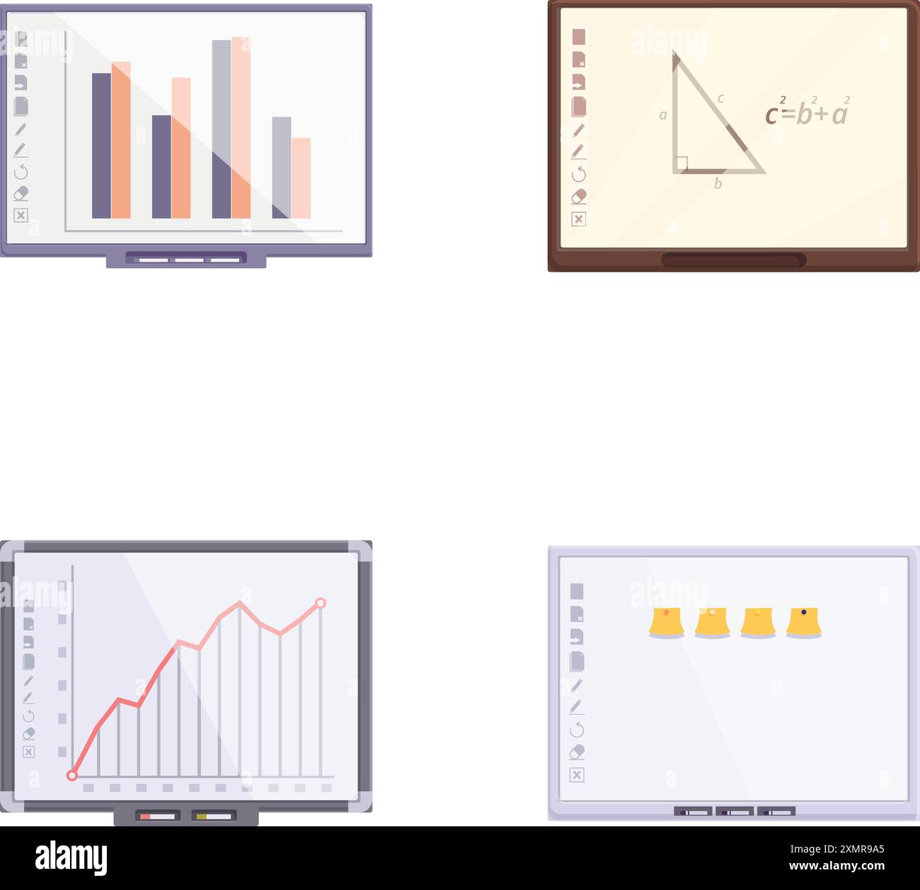 Four vector illustrations of presentation boards with business and ...