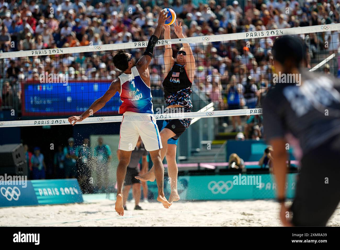 United States' Chase Budinger, right, goes up for the block against ...