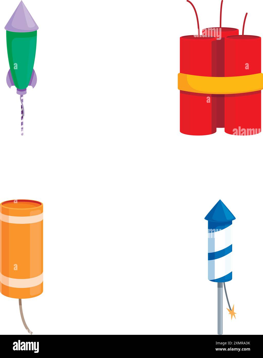 Set of four cartoonstyle firework icons isolated on a white background ...