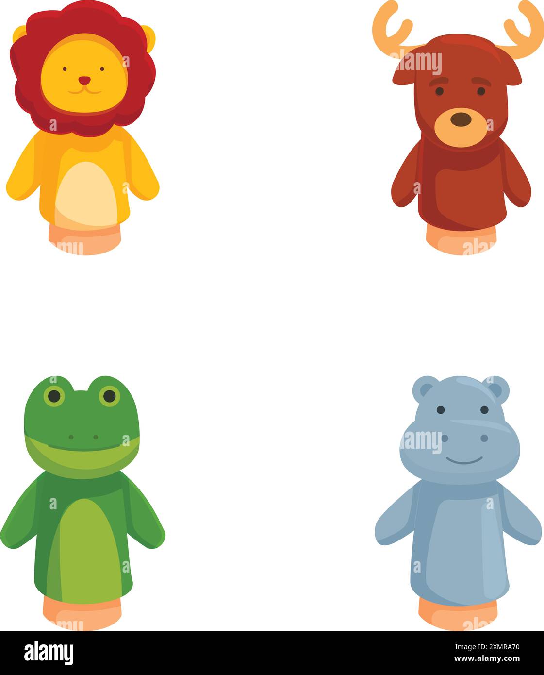 Set of four adorable cartoon animal finger puppets, including a lion ...