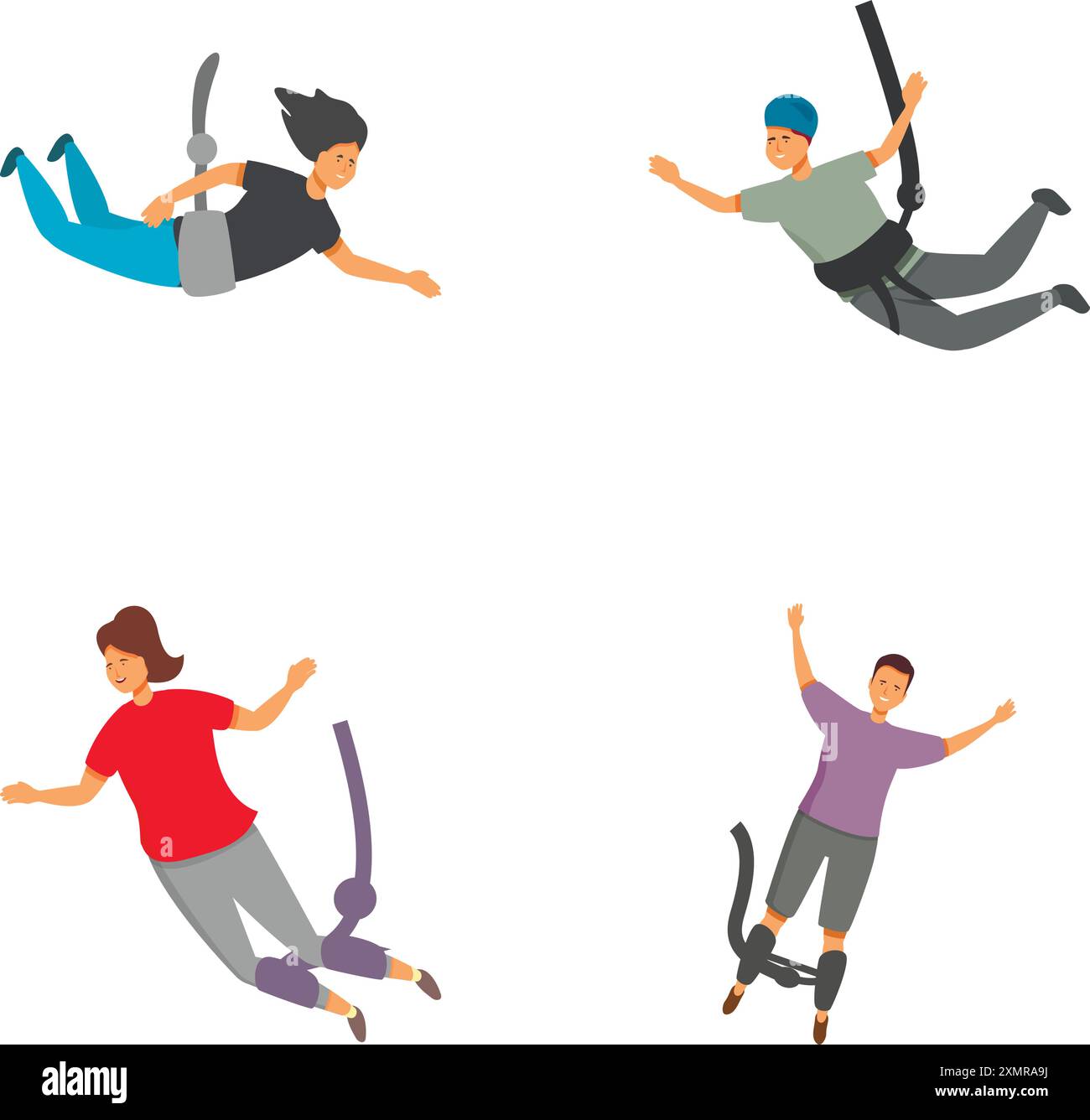 Set of four vector illustrations showing diverse individuals in dynamic ...