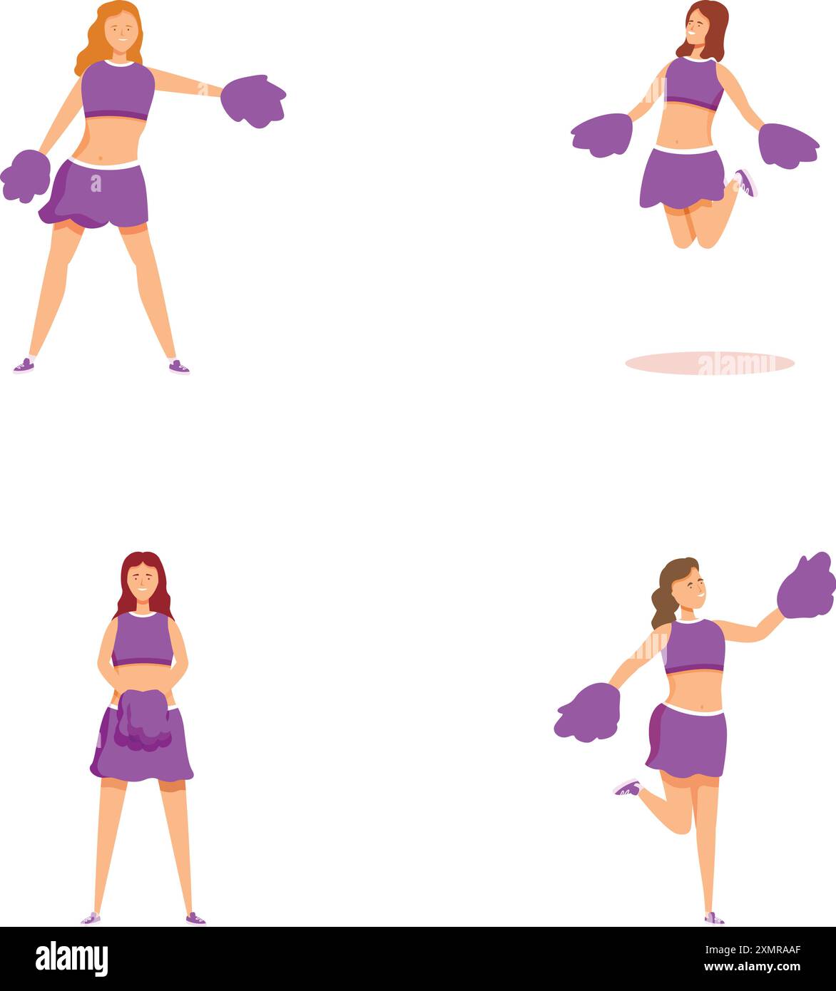 Collection of four cheerleading pose graphics, perfect for sport and ...