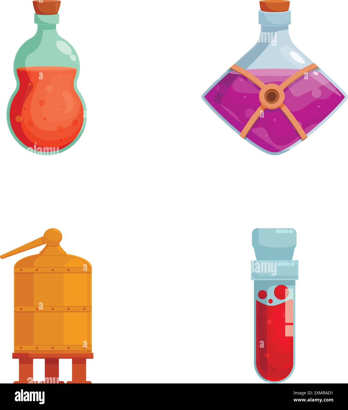 Colorful vector illustrations of cartoonstyle laboratory equipment hi ...
