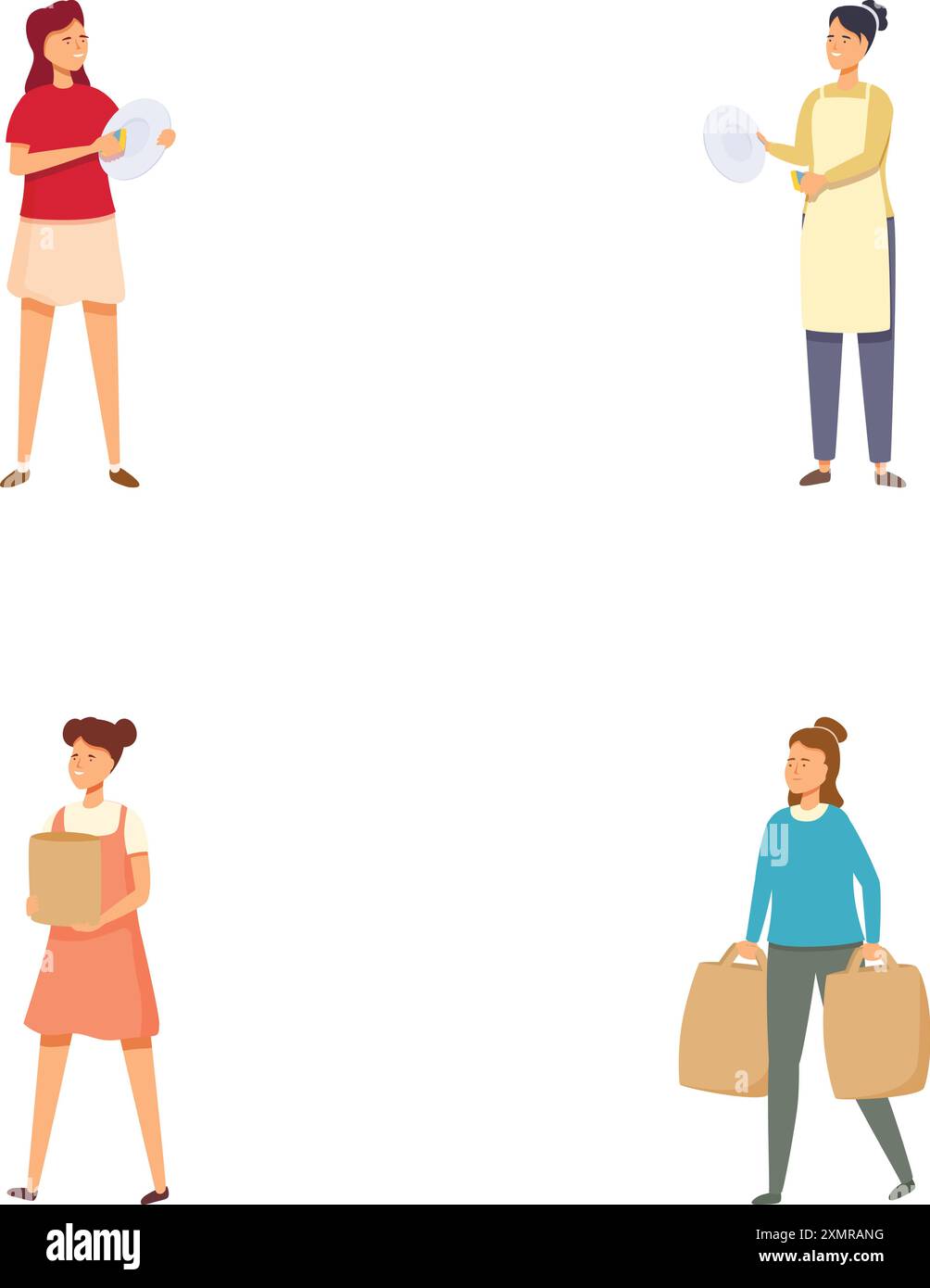 Collection of illustrated females in various professional roles ...