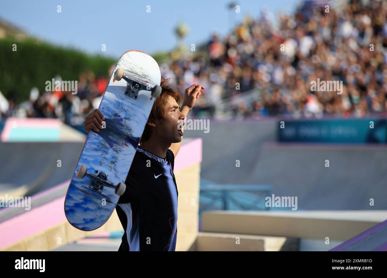 HORIGOME Yuto of Japan reacts after the final trick during the men's ...