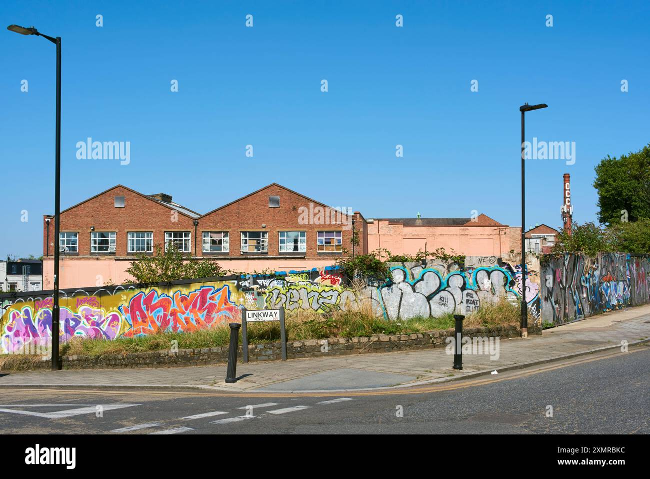 Derelict land in a corner of the Harringay Warehouse District, London ...
