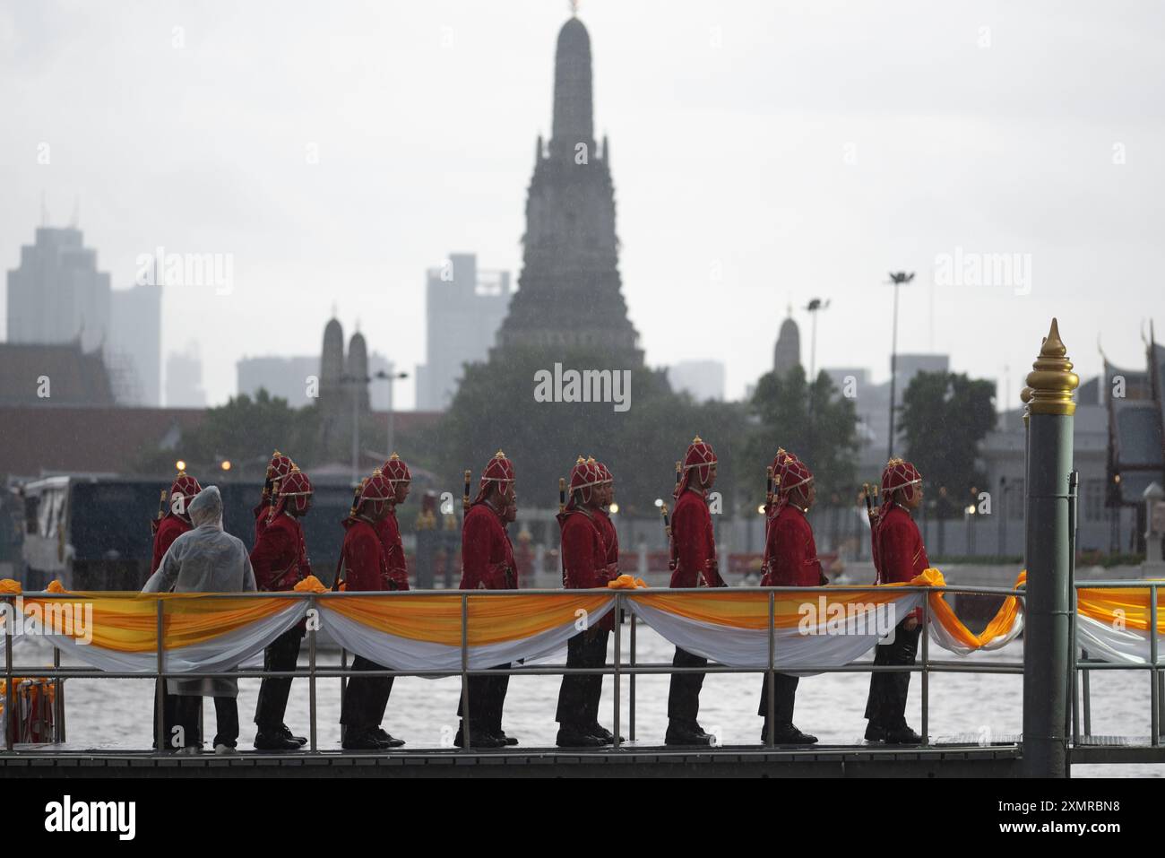 Bangkok, Thailand. 29th July, 2024. Thai Royal Navy oarsmen in ancient ...