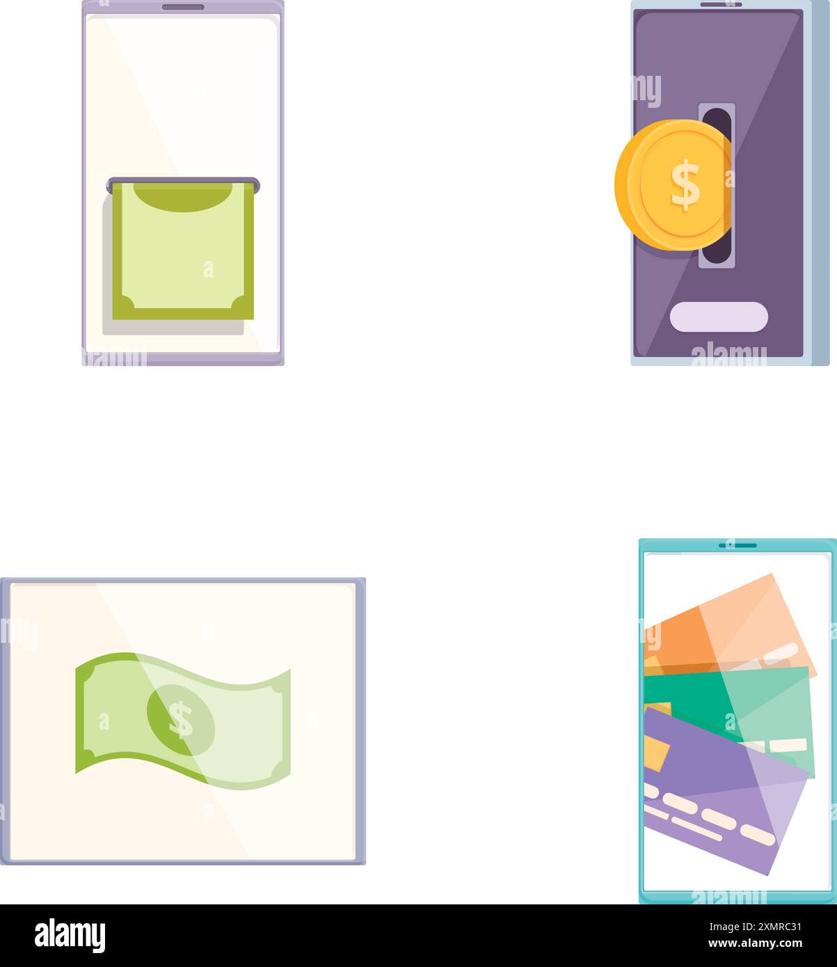 Collection of colorful vector icons representing various digital ...