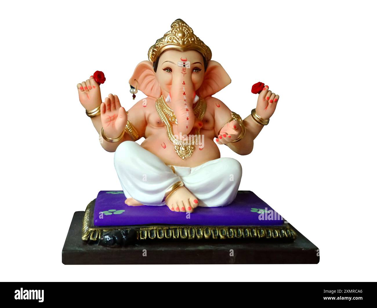 Hindu God Ganesha on white background, Ganesha Idol. Ganesh festival ...