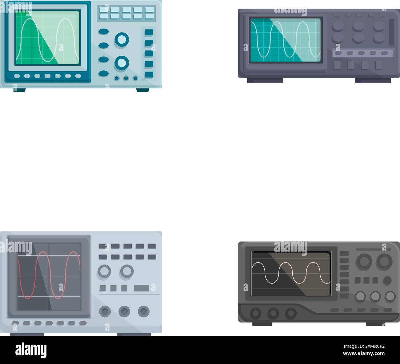 Vector set of oscilloscopes with electronic equipment for signal ...