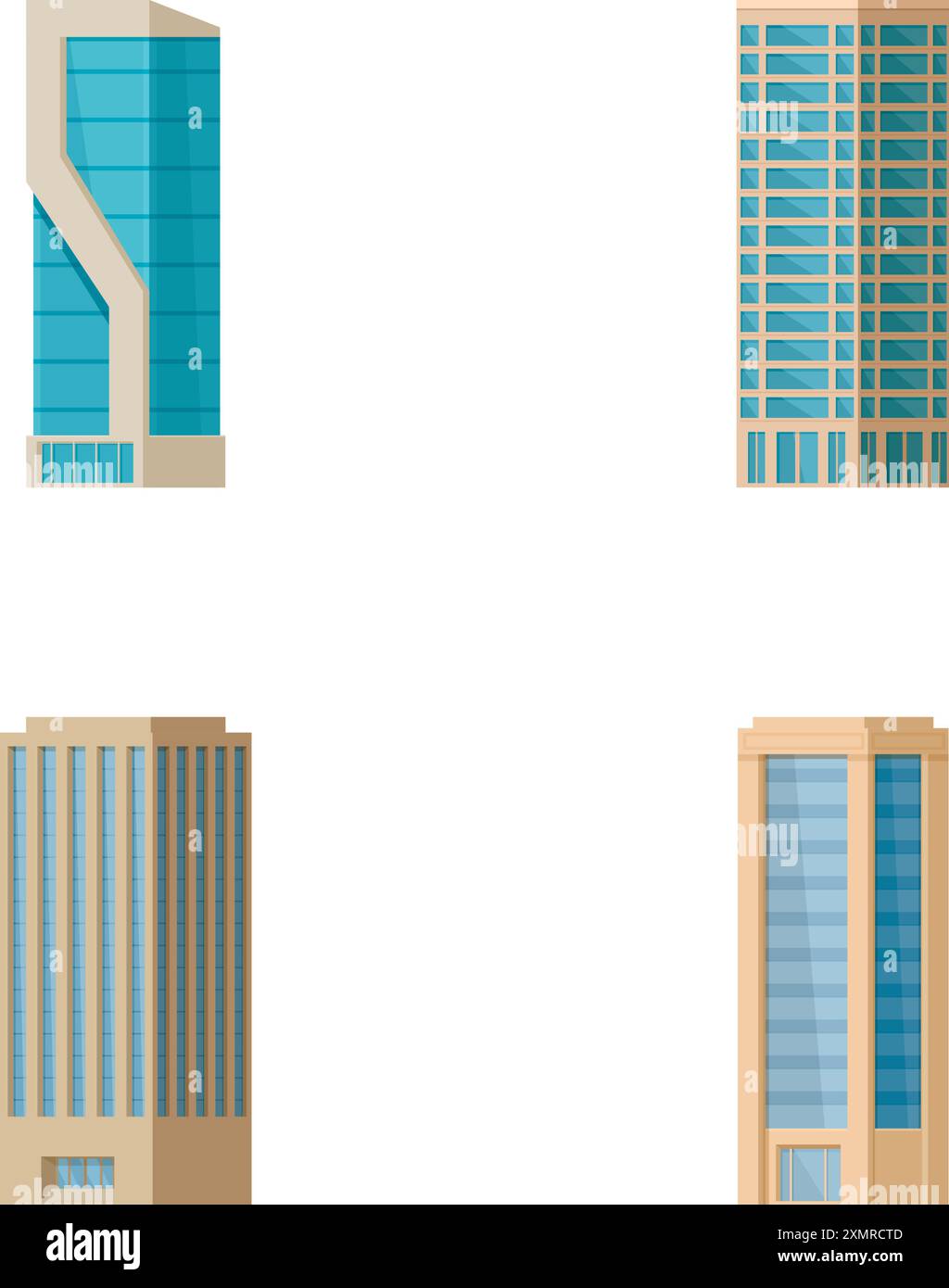 Collection of four different modern skyscraper illustrations, isolated ...