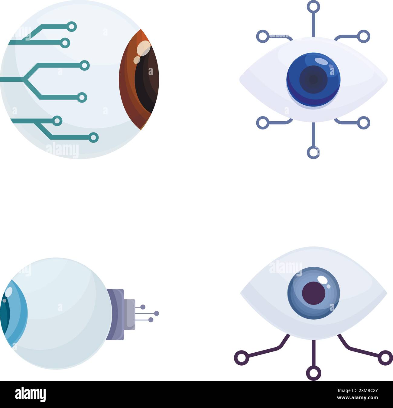 Collection of four stylish icons depicting various eye designs ...