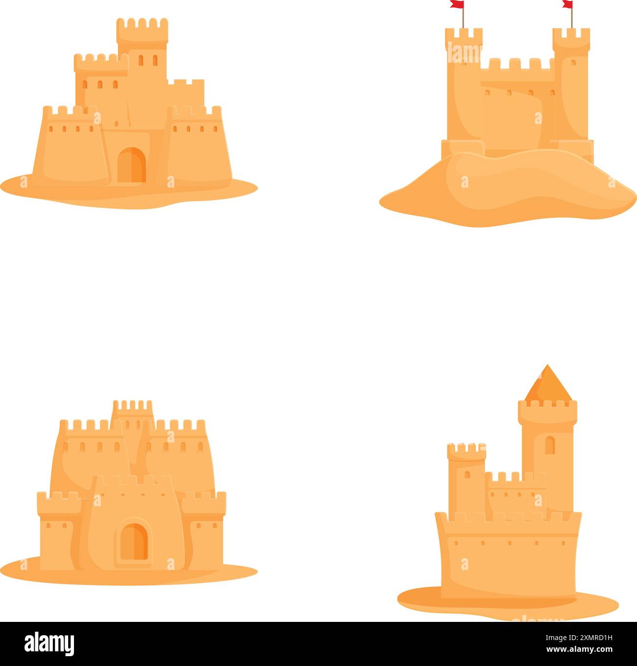 Playful and colorful cartoon sand castle collection with towers hi-res ...