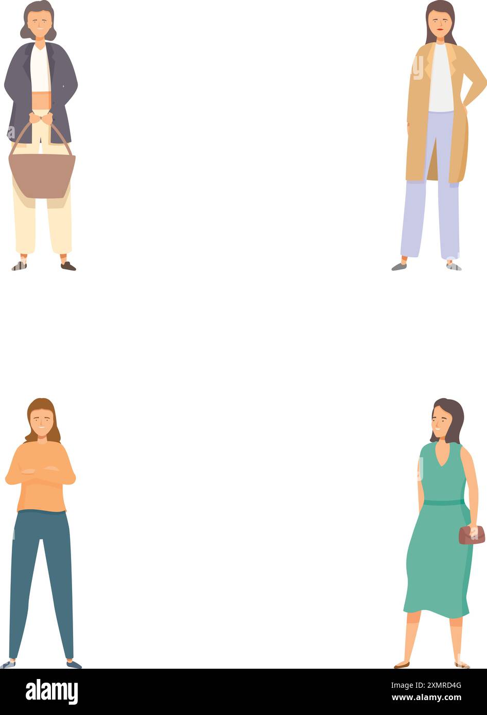 Collection of illustrations featuring women in different attire ...