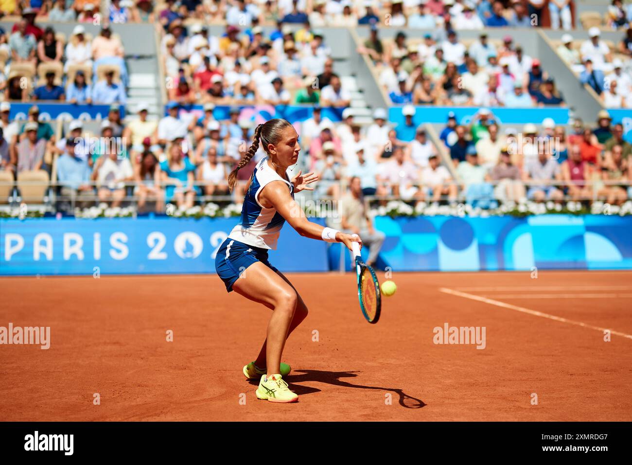 Diane Parry of France in action against during Iga Swiatek of Poland ...