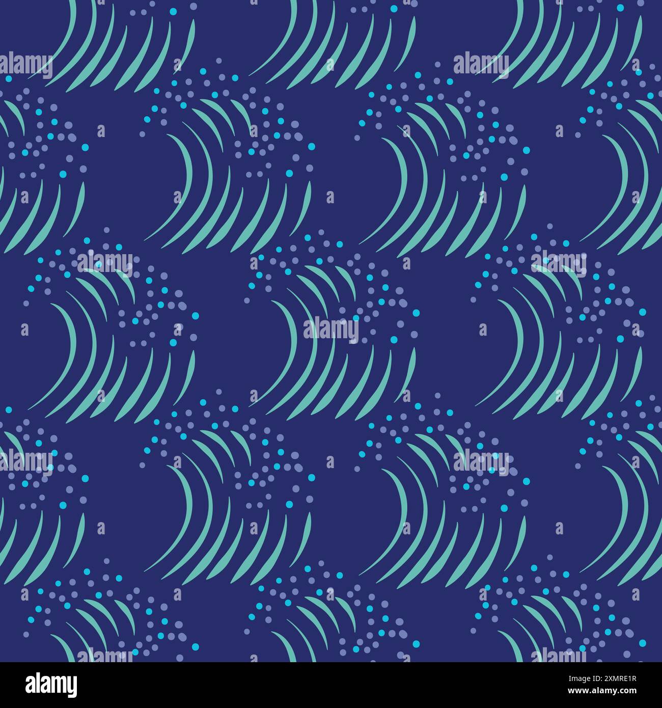 Ocean waves seamless pattern for wallpaper and fabric design. Blue aqua ...