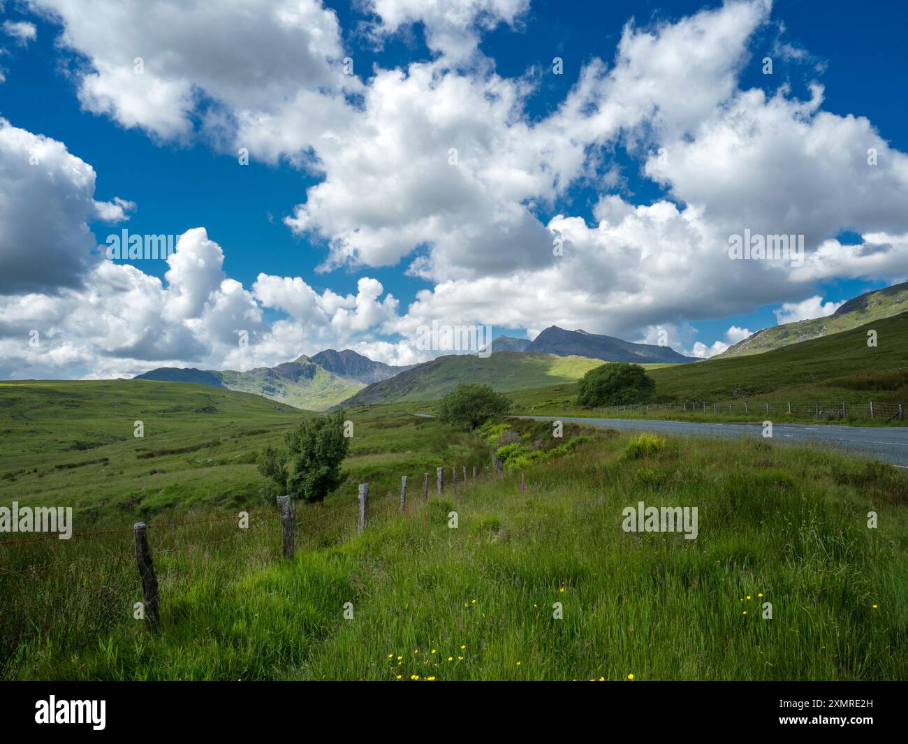 Mount Snowdon (middle) in the Snowdonia National Park, Wales (Yr Wyddfa ...